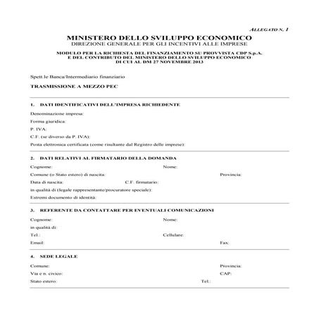 Nuova Sabatini: modulo di domanda | PDF