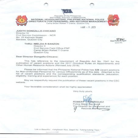 PNP Non-Uniformed Personnel (NUP) Vacant Position | PDF