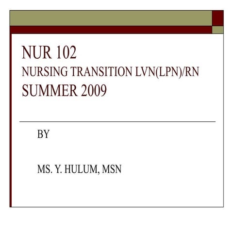 N U R 102 Nursing Transition | PPT