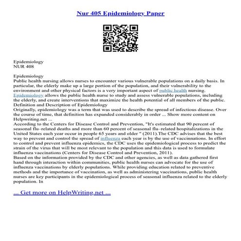 Epidemiology Essay | PDF