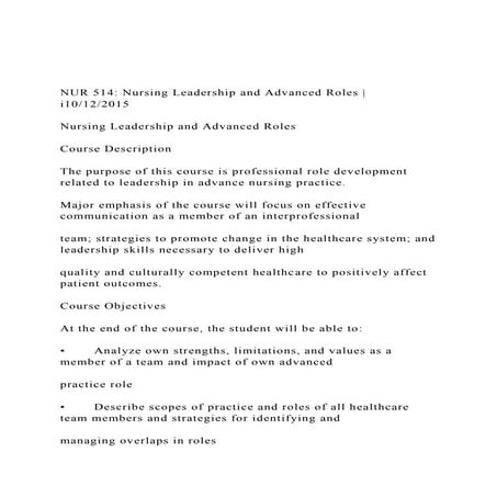 NUR 514 Nursing Leadership and Advanced Roles i10122015.docx