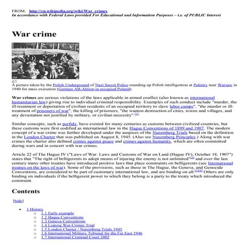 Nuremberg principles war crime (wikipedia information) | PDF