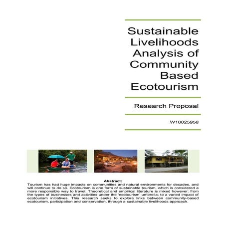 Sustainable Livelihoods Analysis of Community Based Ecotourism ...