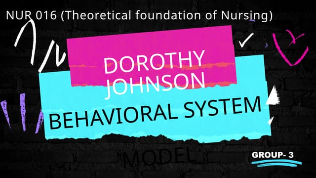 The Behavioral System Model - Dorothy.E.Johnson | PPTX