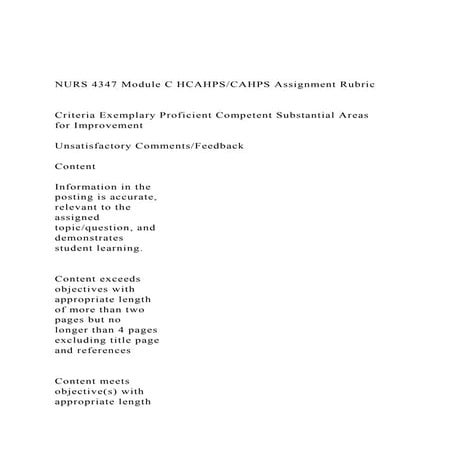 NURS 4347 Module C HCAHPSCAHPS Assignment Rubric Crite.docx