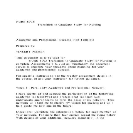 NURS 6003 Transition to Graduate Study fo | DOCX