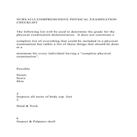 NURS 6512-COMPREHENSIVE PHYSICAL EXAMINATION CHECKLISTThe fo.docx