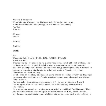 Nurse EducatorCombining Cognitive Rehearsal, Simulation, and.docx