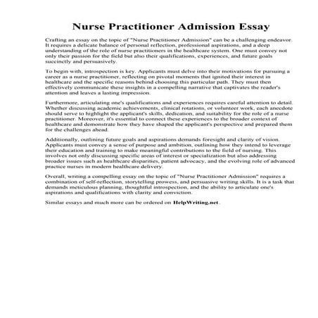 Nurse Practitioner Admission Essay. 008 Sample Nursing Admission Essay ...