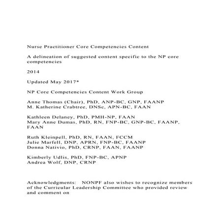 Nurse Practitioner Core Competencies Content A delineati.docx