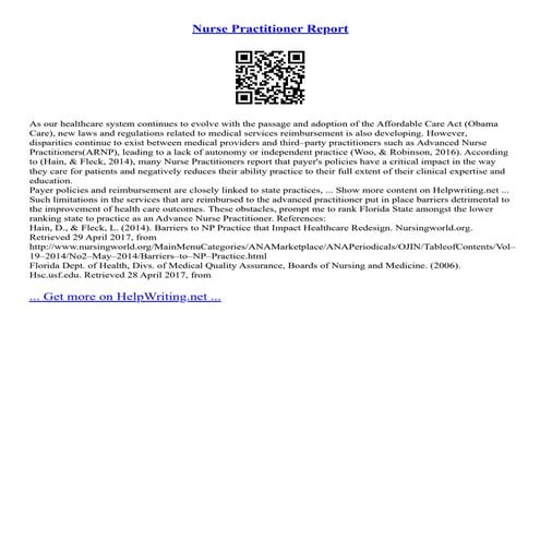 Nurse Practitioner Report | PDF