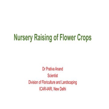 Agricultural Nursery Establishment and Management | PDF