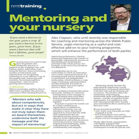 Mentoring & your nursery. Nursery Management Today article september 2013 | PDF