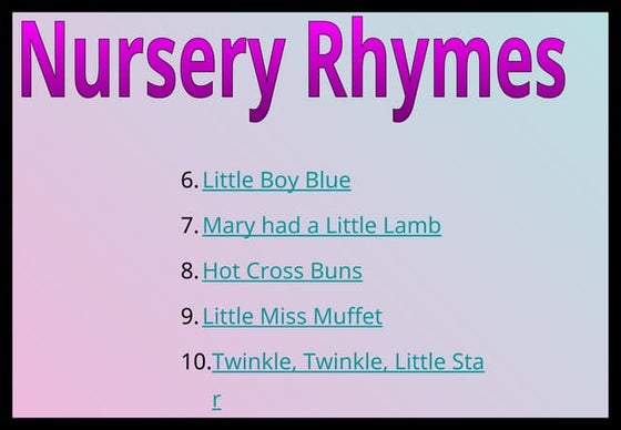 Traditional Nursery Rhyme Song Sheet for Piano #2 | PPT