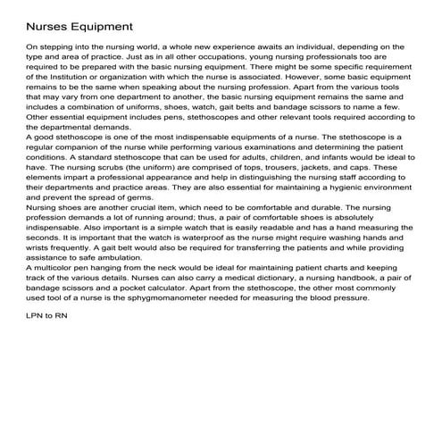 Nurses Equipment
