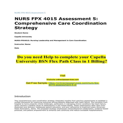 NURS FPX 4015 Assessment 5 - Online Class Services | PDF