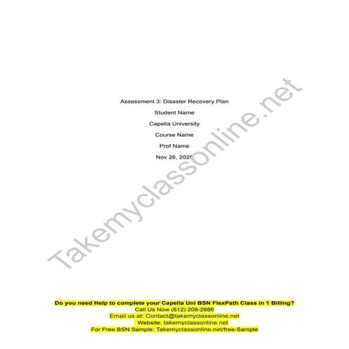 NURS FPX 4055 Assessment 3 Disaster Recovery Plan.pdf