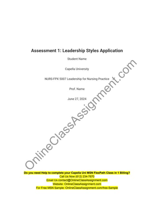 NURS FPX 6416 Assessment 1 Needs Assessment Meeting with Stakeholders.pdf