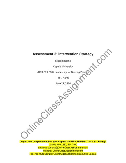 NURS FPX 6416 Assessment 1 Needs Assessment Meeting with Stakeholders.pdf