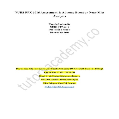 NURS FPX 6016 Assessment 1 - tutorsacademy.co | PDF | PDF
