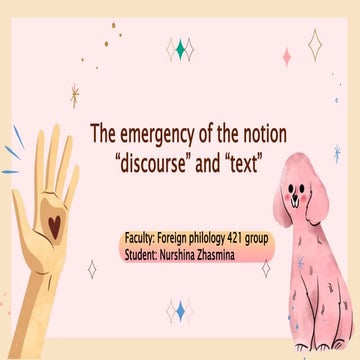 the emergency of the notion discourse and text | PPT