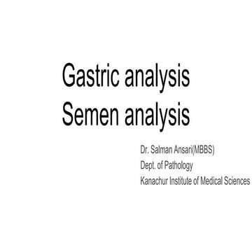 Gastric analysis, Semen analysis - Pathology | PPT