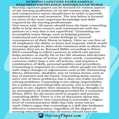 Nursing Capstone Paper Sample | PDF
