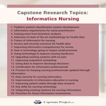 Nursing Informatics Capstone Project Topics | PDF
