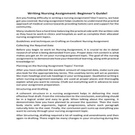 Writing Nursing Assignment: Beginner's Guide! | DOCX