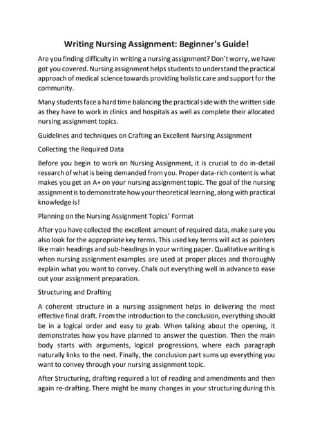 Nursing assignment structure and design | PPT