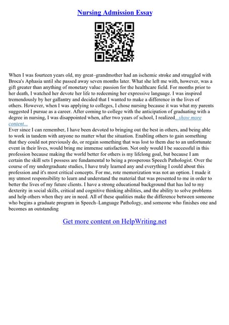 Essay For Nursing School Application | PDF