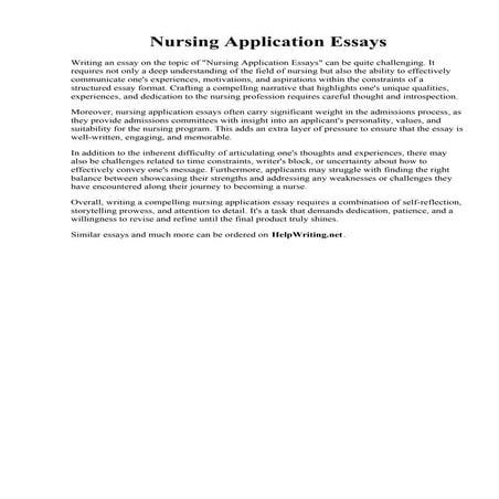 Nursing Application Essays | PDF