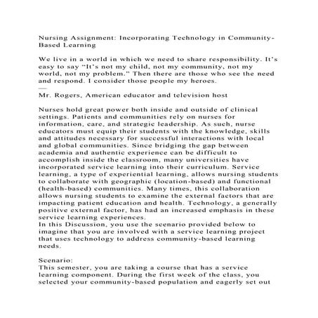 Nursing Assignment Incorporating Technology in Community-Based Lear.docx