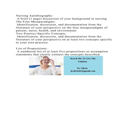 Nursing Autobiography A brief (1 page) discussion of your backgro.docx
