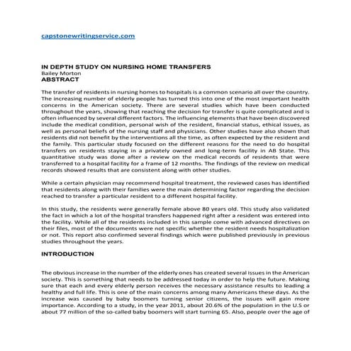 Nursing capstone project writing service | PDF