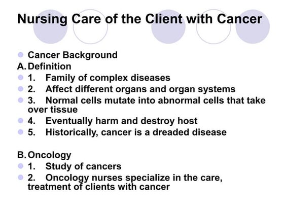 Oncology Nursing | PDF | Cancer | Diseases and Conditions