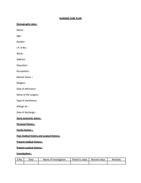 Case study format (Nursing) | PDF