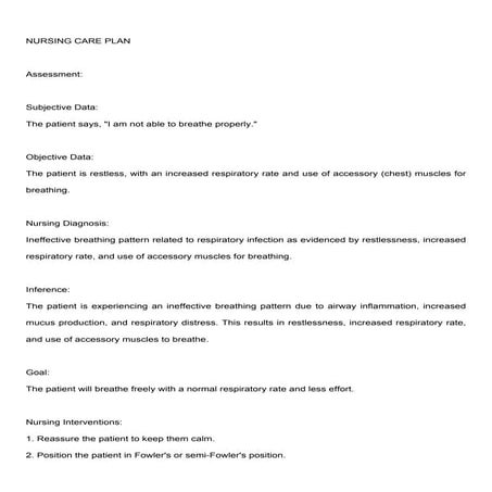 Ineffective Breathing Pattern Nursing Care Plan | PDF