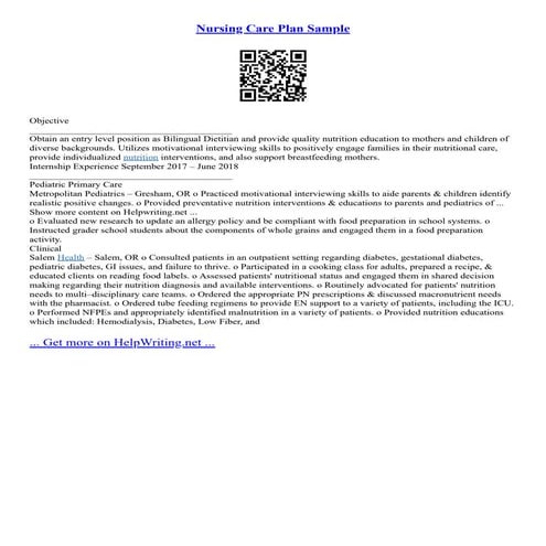 Nursing Care Plan Sample | PDF
