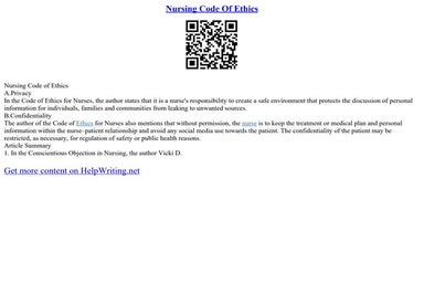 Printable Nursing Code Of Ethics