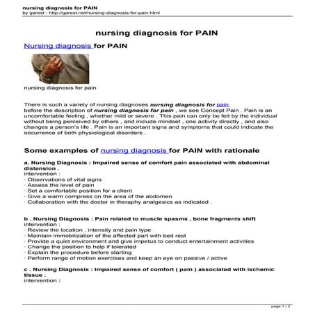 Acute Pain Nursing Care Plan Nursing Care Plan Examples Anxiety