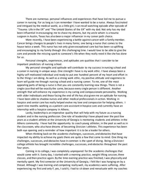 Sample Personal Statement | DOC | Physical Therapy | Wellness