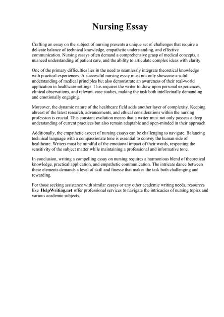 Nursing Essay Writing. Indiana University Southeast | PDF