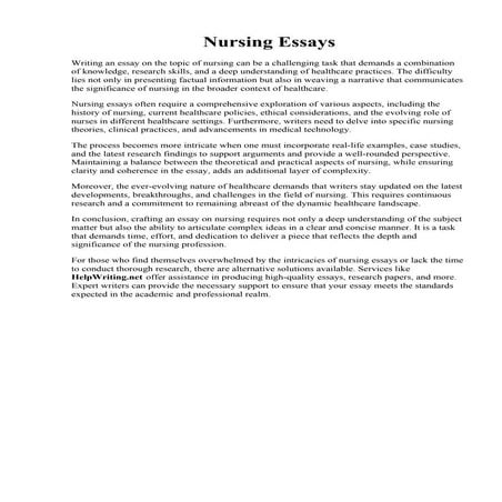 Nursing Essays. Sample Nursing School Essays | PDF