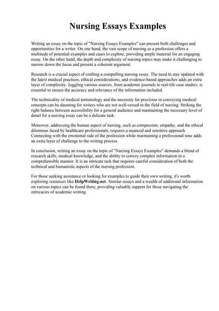 Nursing Essay Writing. Indiana University Southeast | PDF