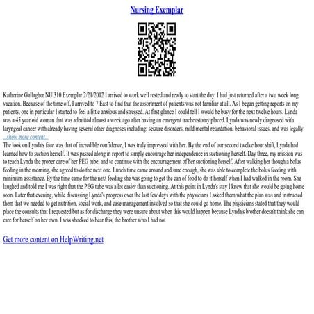 Nursing Exemplar | PDF