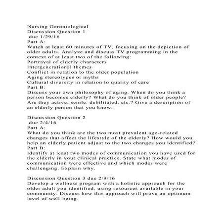 Nursing GerontologicalDiscussion Question 1 due 12916Part A.docx