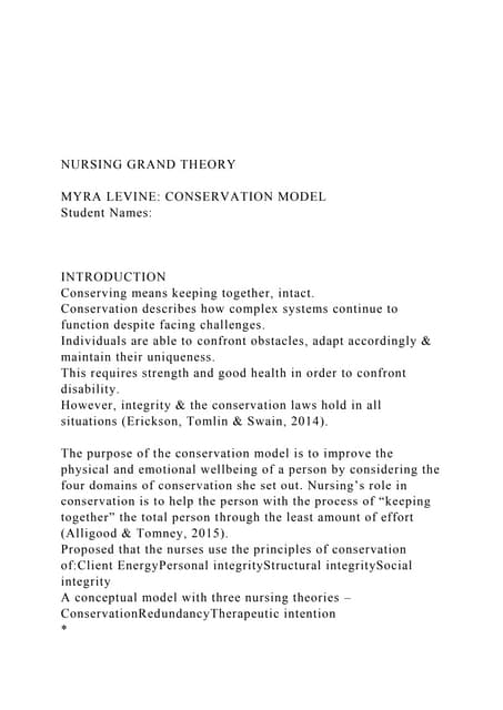 MYRA-LEVINNETheoryTFNTheNursingTheorist.pptx | Medical Health