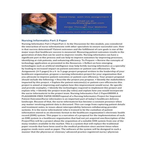 Nursing Informatics Part 2 Paper.docx
