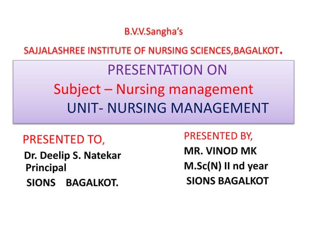 Organizational structure NURSING | PPTX